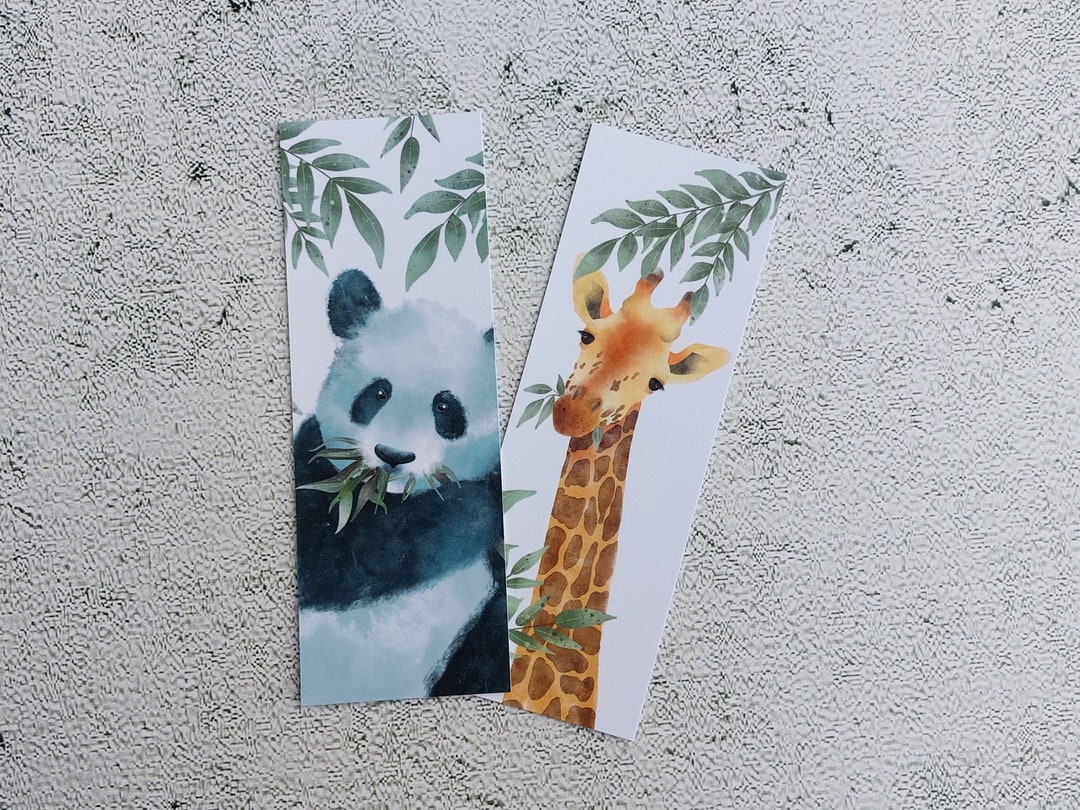 Cute Watercolour Giraffe and Panda Set of Two Bookmarks, Paper Book ...