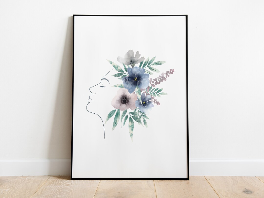 Mindfulness and Wellbeing Wall Art, Man's Calm Mind Wall Décor, Blue ...