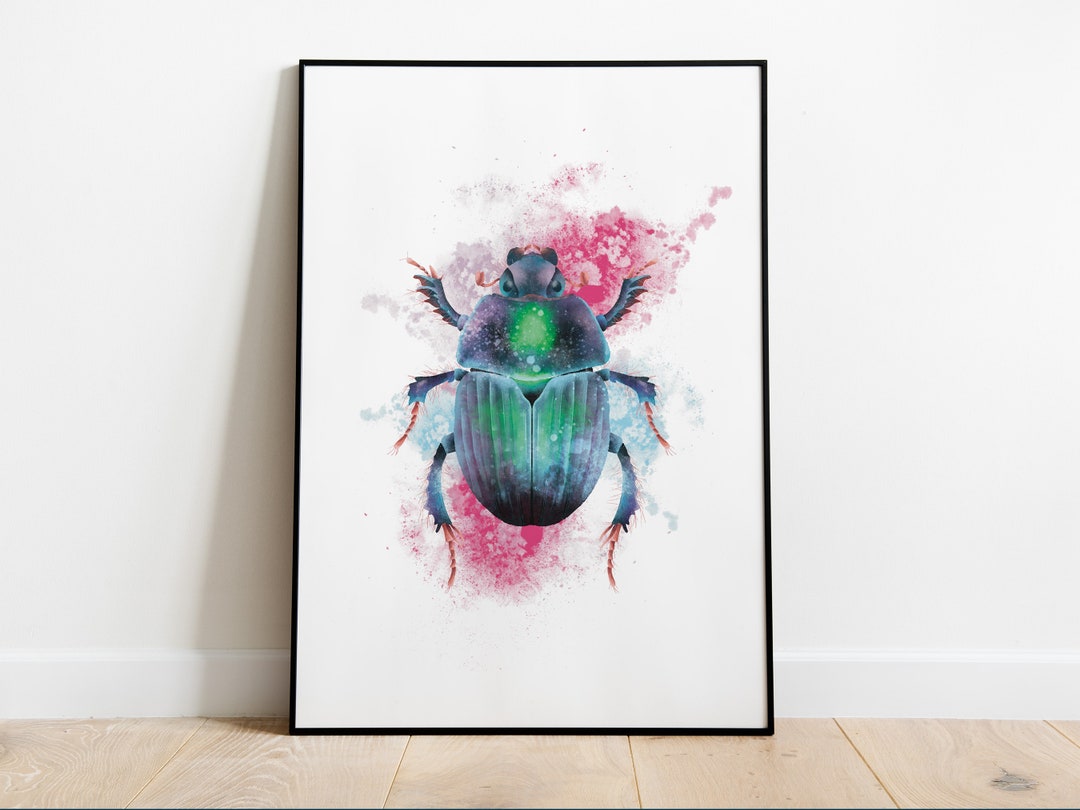 Watercolour Beetle Wall Art Print, Colourful Spring Dumbledore Beetle ...