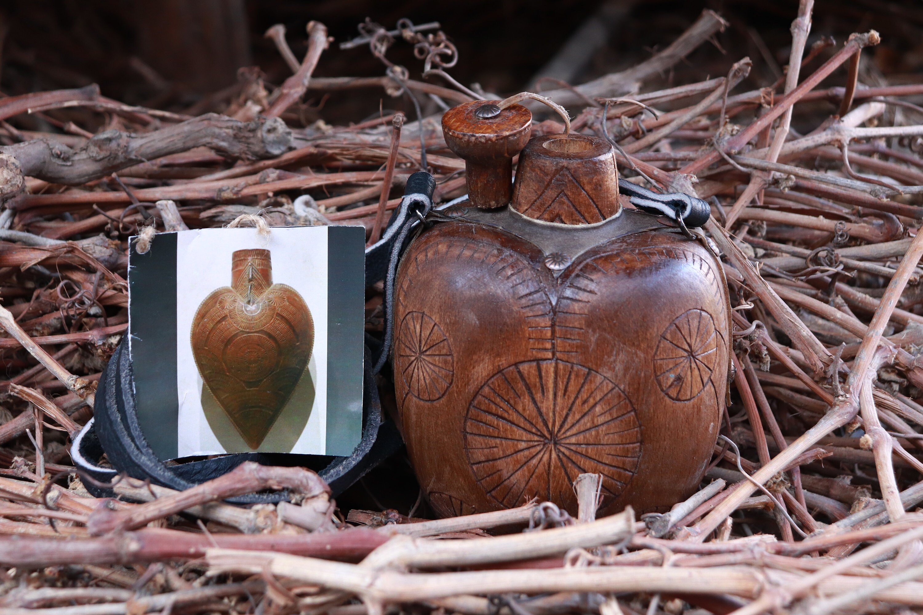 Hand Carved Wooden Flask, Large Vintage Wine Bottle , Wood Flask ...