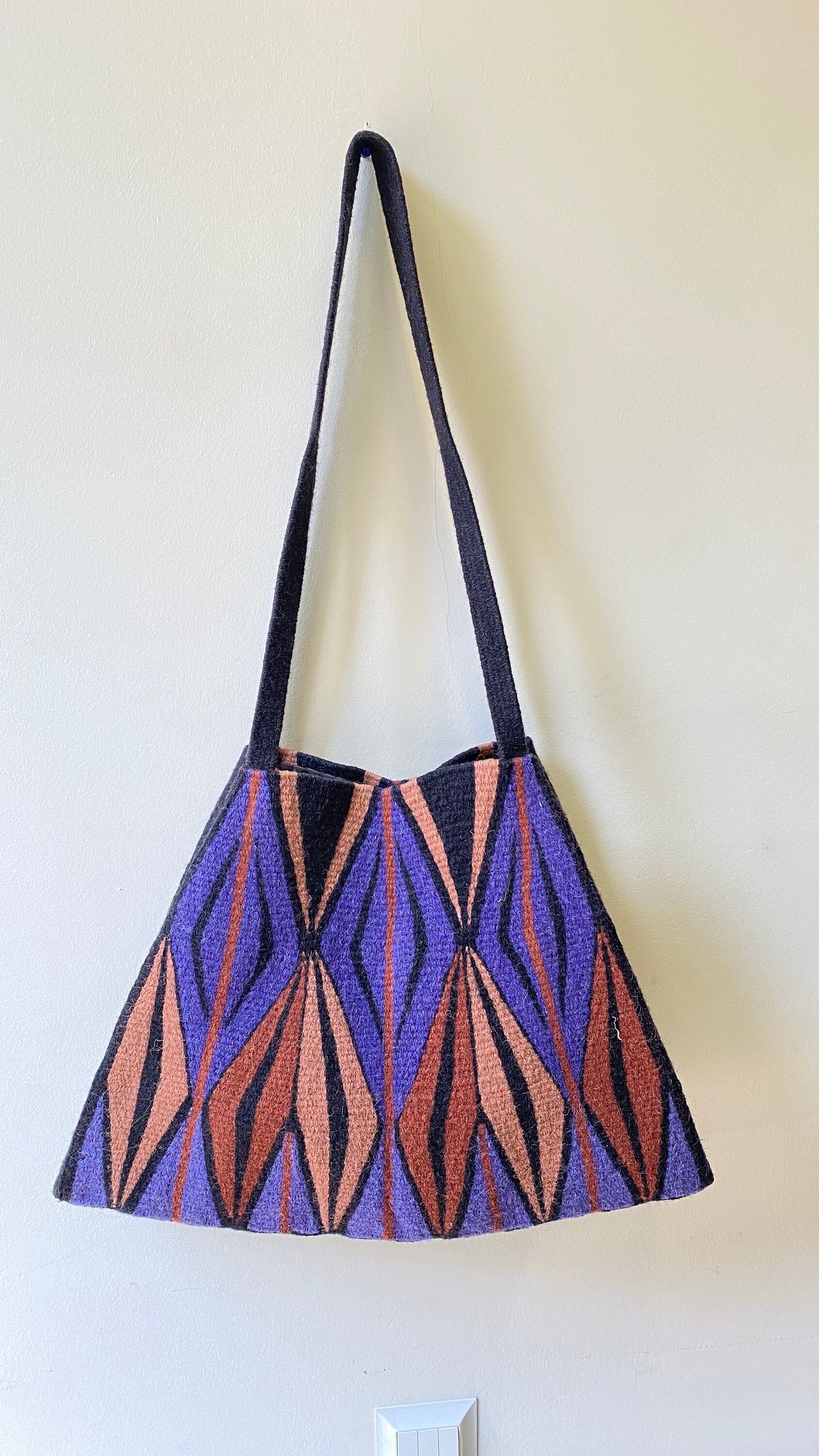 Tapestry Shoulder Bag, Stylish Ethnic Bag, Knitted Trapezia Bag - Etsy UK