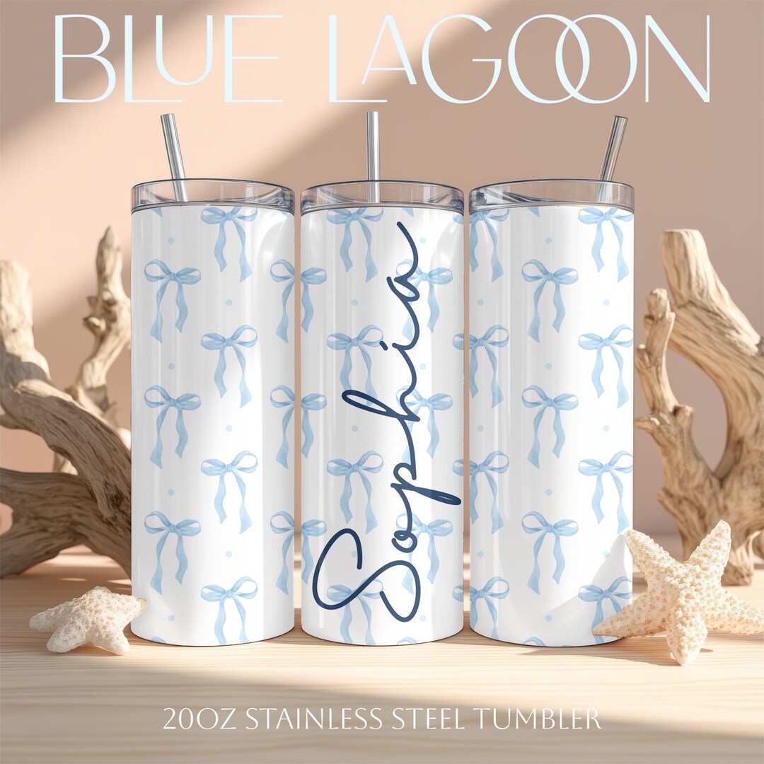 Personalized Bow Tumbler: 20oz Stainless Steel, Straw & Brush - Etsy