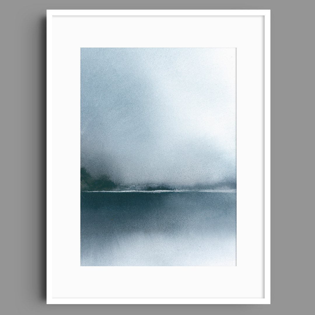 Moody Blue Art Print Abstract Neutral Art Scandinavian Decor Nordic ...