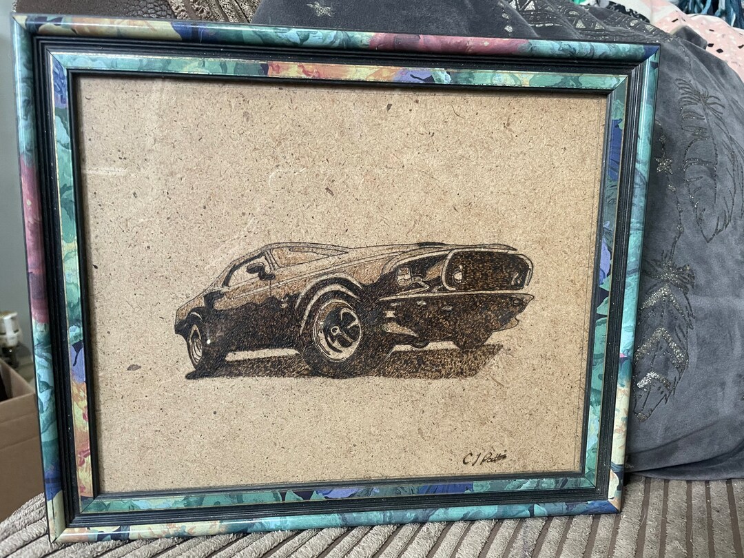 Ford Mustang Retro Car Pyrography Burn Print Framed A4 Fab Gift - Etsy