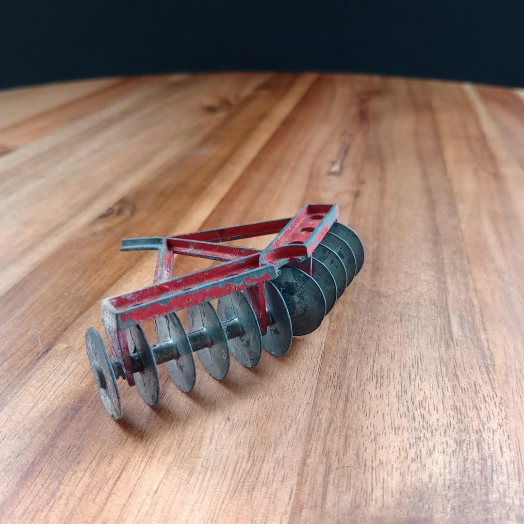 Vintage Diecast Toy Harrow Farm 12 Disc Harrow Cultivator Tootsie Toy 3 ...