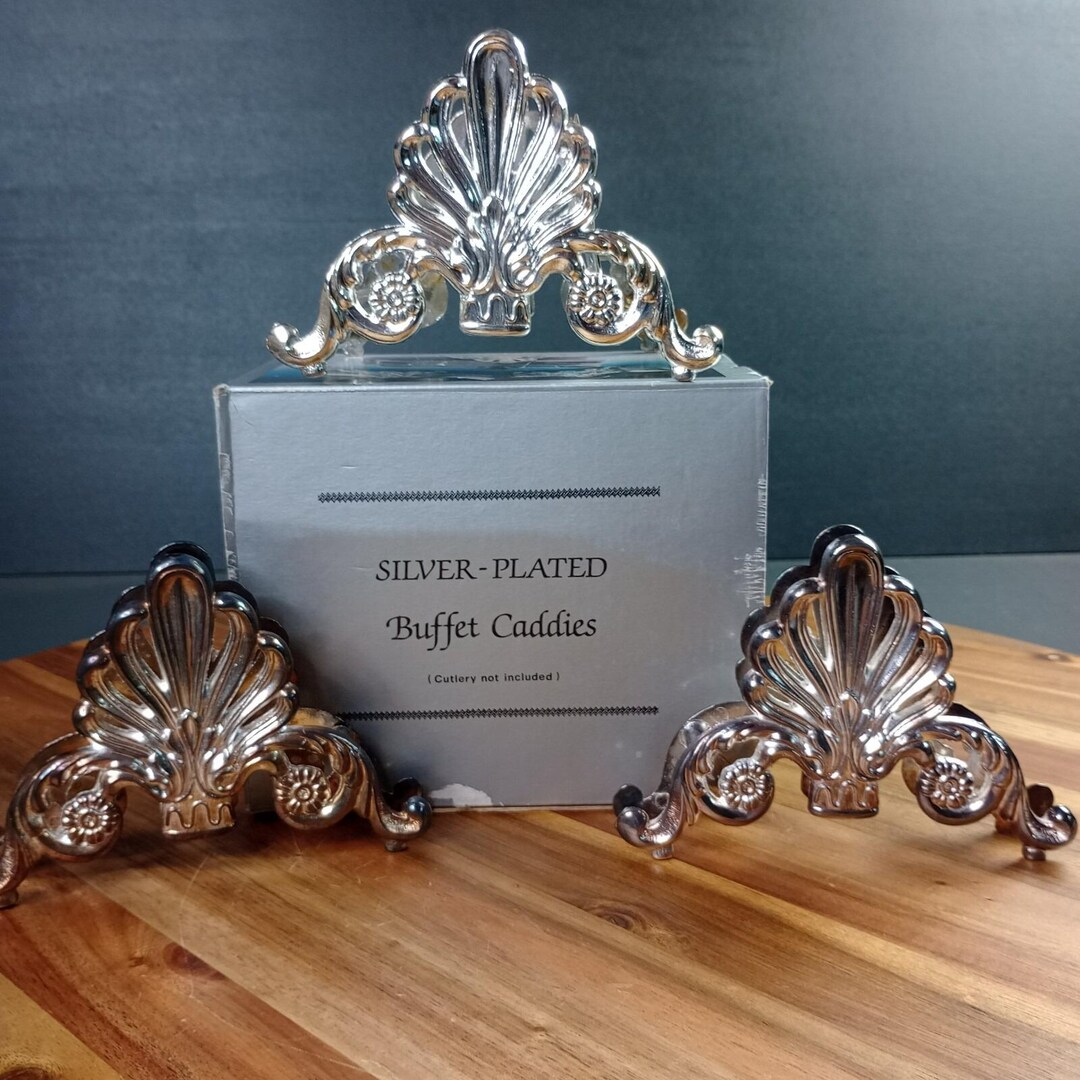 Vintage Silver Plated Buffet Caddies for Flatware W/ Original Box Some ...