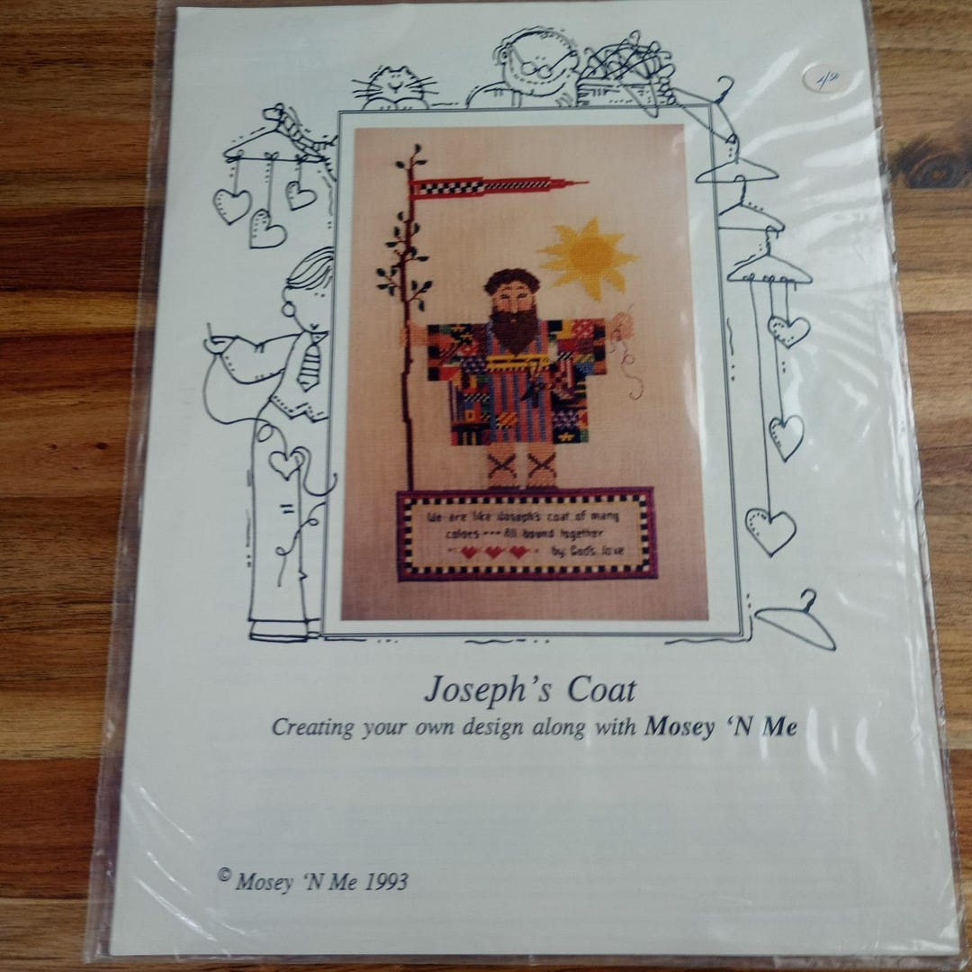 Vintage Mosey N Me Cross Stitch Pattern Leaflet ONLY Joseph's Coat 1993 ...