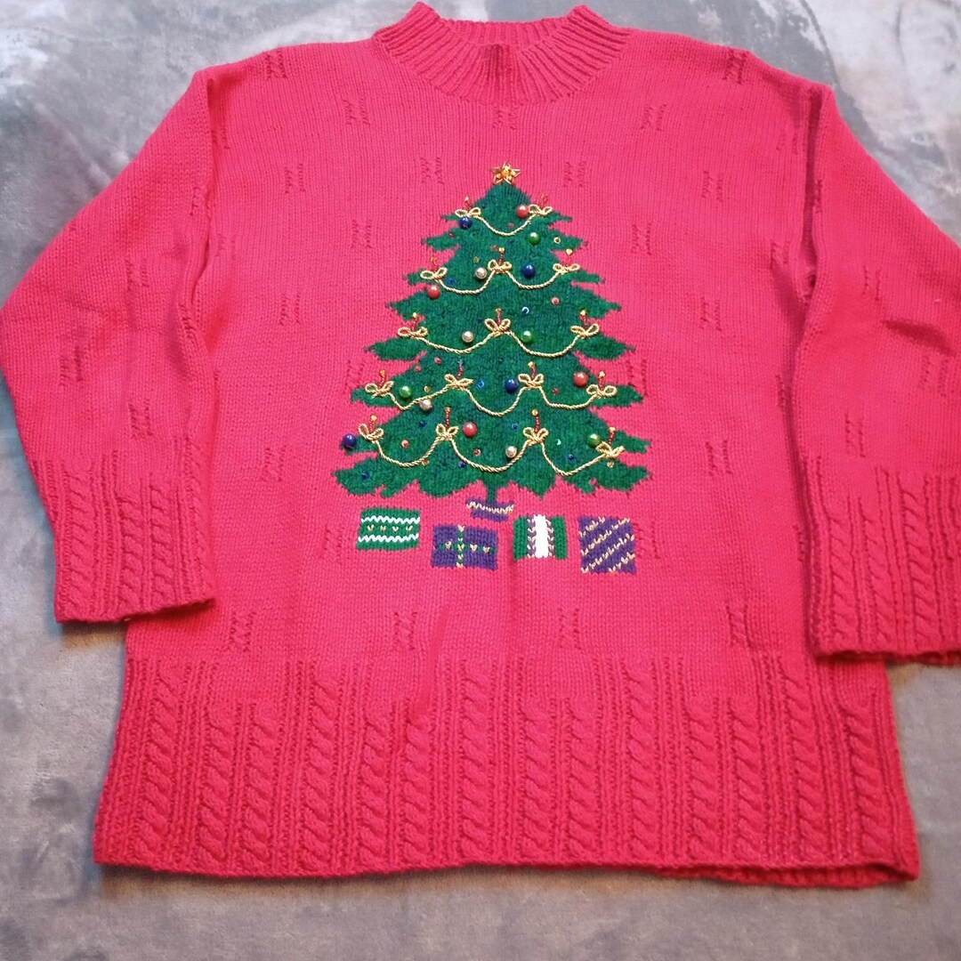 Vintage Marisa Christina Hand Knit Christmas Sweater Womens Size S ...