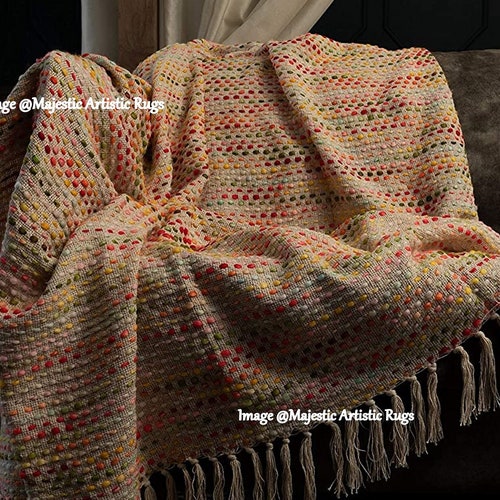 Multi Color Hand Woven Cotton Throw Turkish Blanket Pure - Etsy