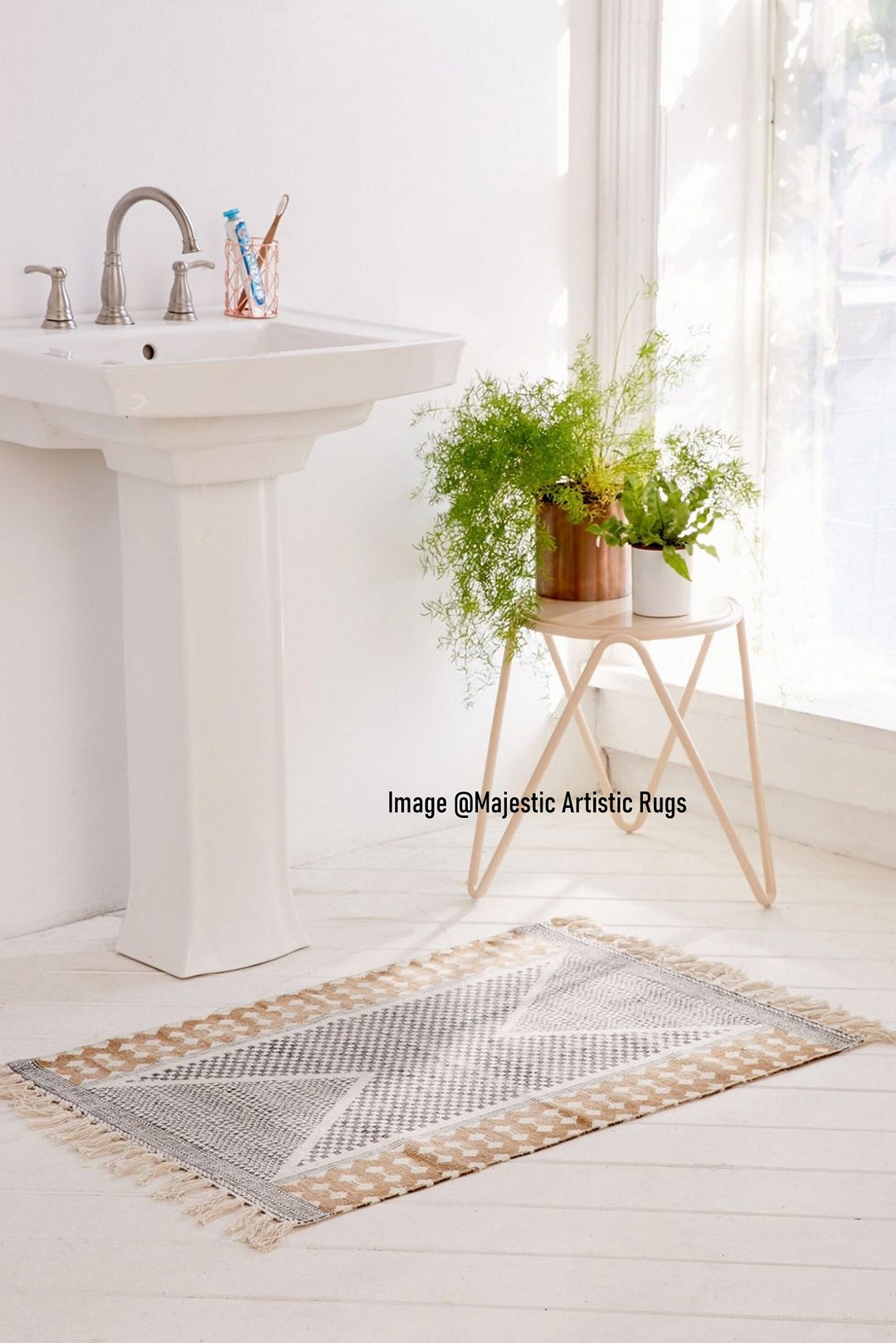 4x6 Ft Rug, Cotton Rug, Handmade Rug, Antique Rug, Kitchen Rug, Large ...