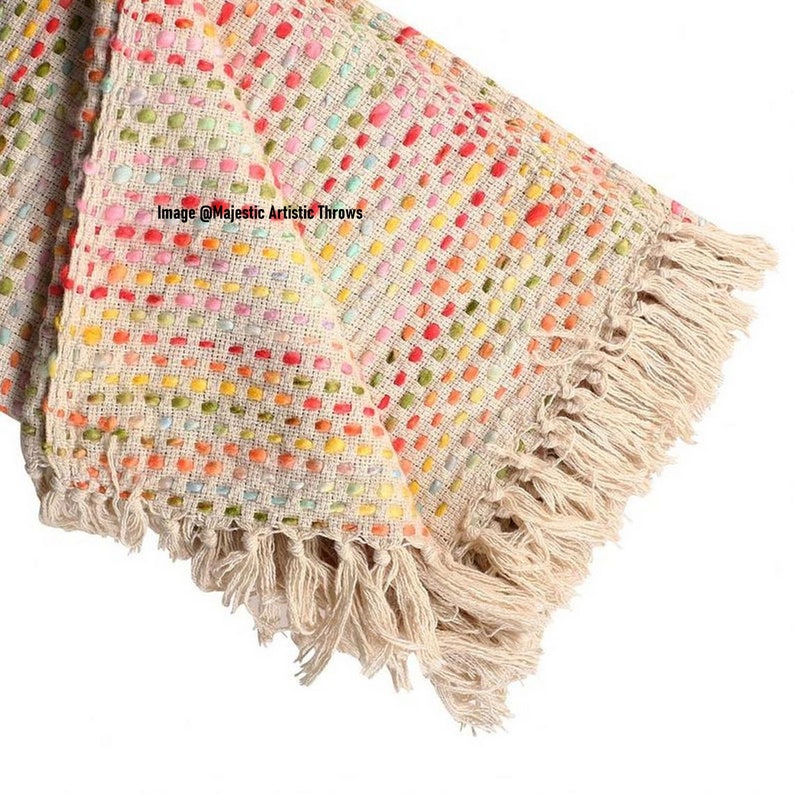 Multi Color Hand Woven Cotton Throw Turkish Blanket Pure - Etsy
