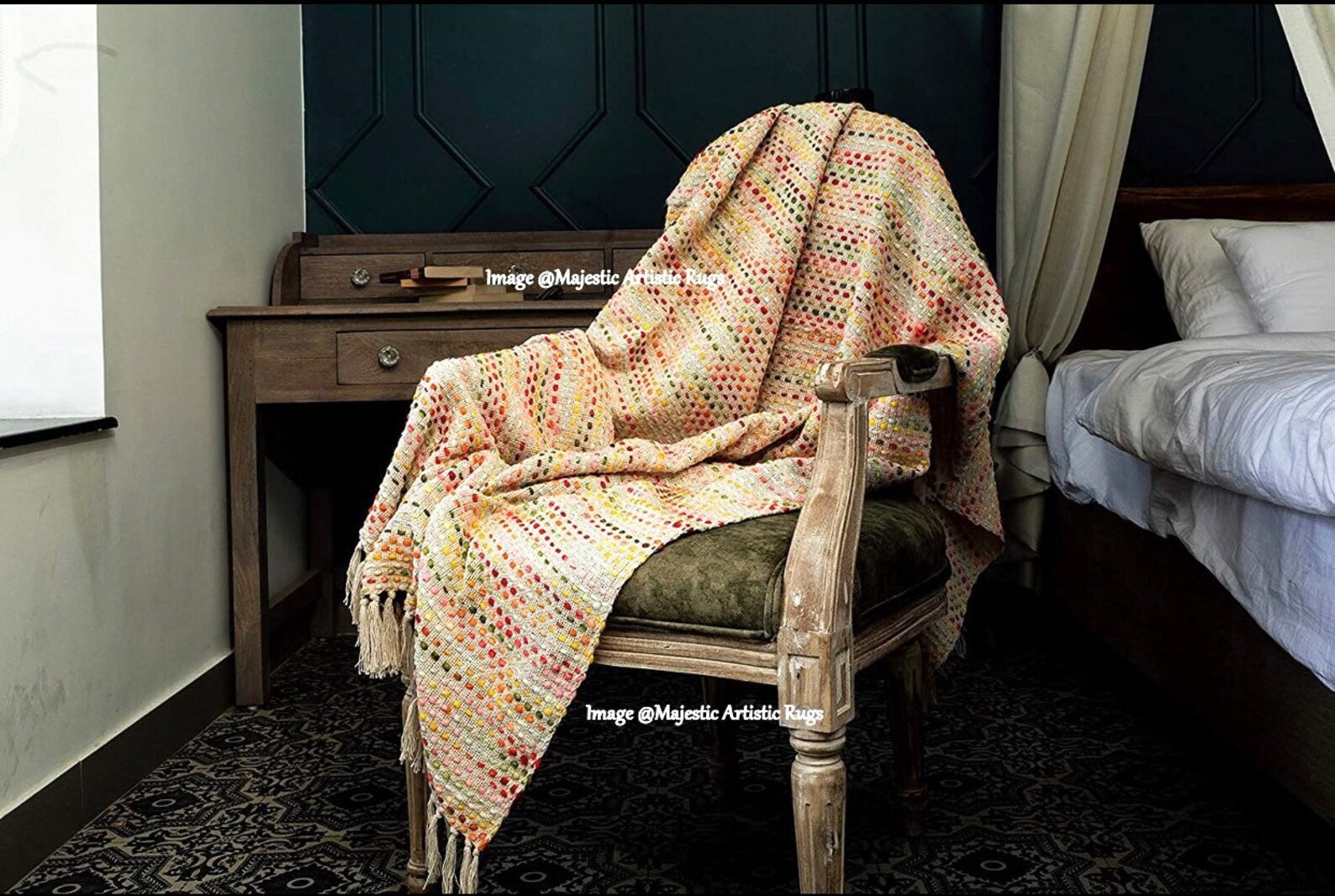 Multi Color Hand Woven Cotton Throw Turkish Blanket Pure - Etsy