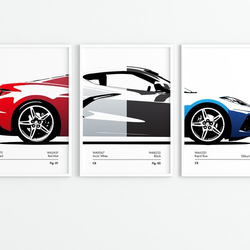 C8 Corvette Color Codes Set of 3 Large Prints Original Wall - Etsy