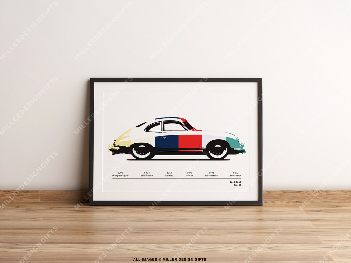 Porsche 356 Print Color Codes Original Art Wall Poster Decor - Etsy