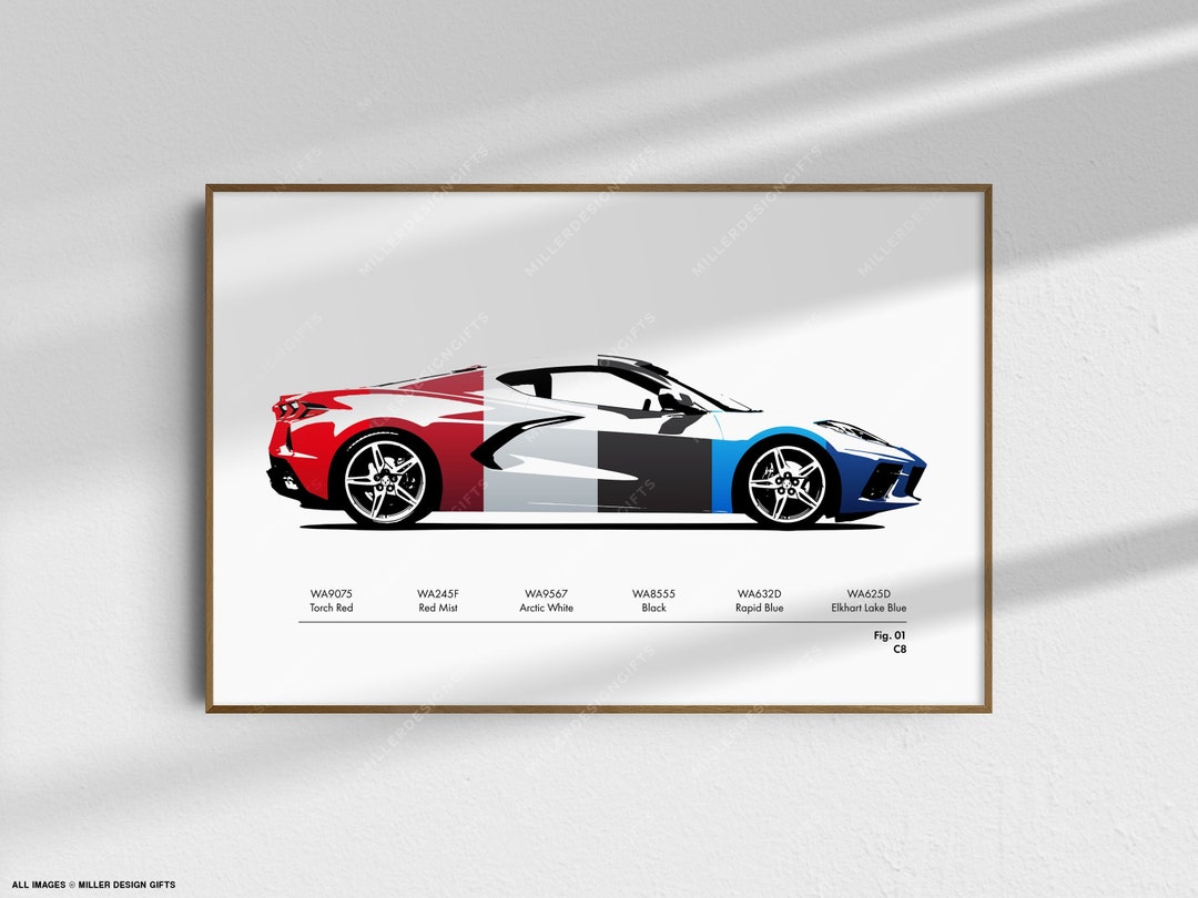 C8 Corvette Color Codes Print - Original Wall Art - Large Poster or ...