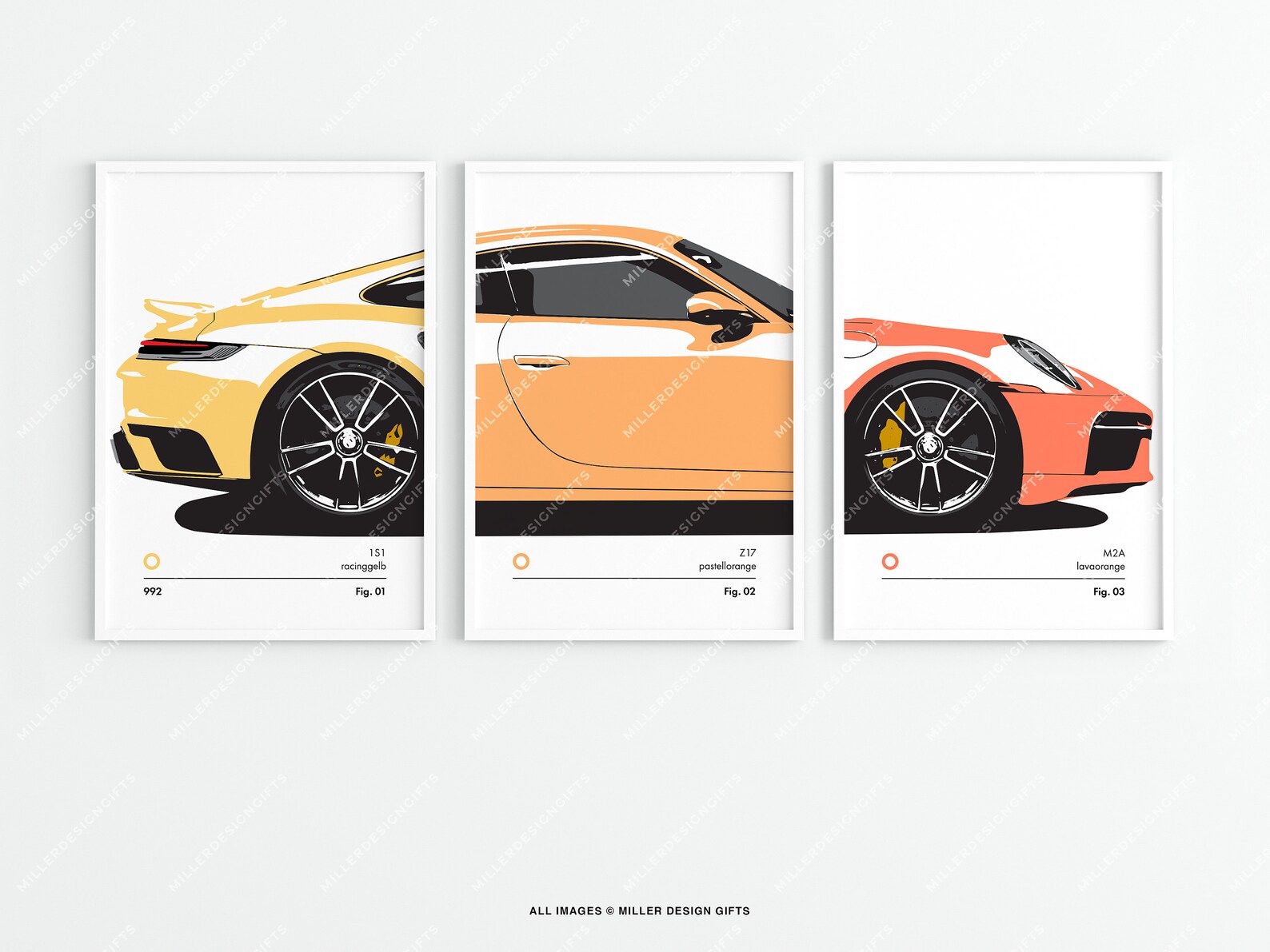Porsche 911 992 Color Codes Set of 3 Prints Original Wall - Etsy