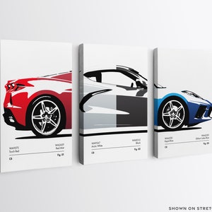 C8 Corvette Color Codes Set of 3 Large Prints - Original Wall Art ...