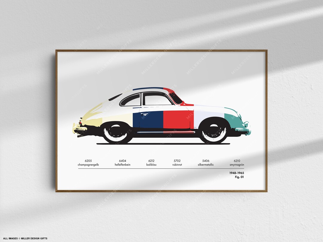 Porsche 356 Print Color Codes Original Art Wall Poster Decor Fathers ...