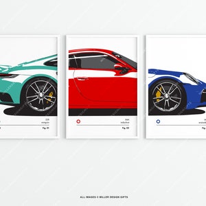 Porsche 911 992 Color Codes - Set of 3 Prints - Original Wall Art ...
