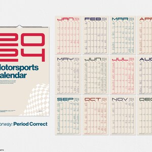 2024 Motorsports Racing Calendar Colorful Unique Minimal Wall Calendars ...