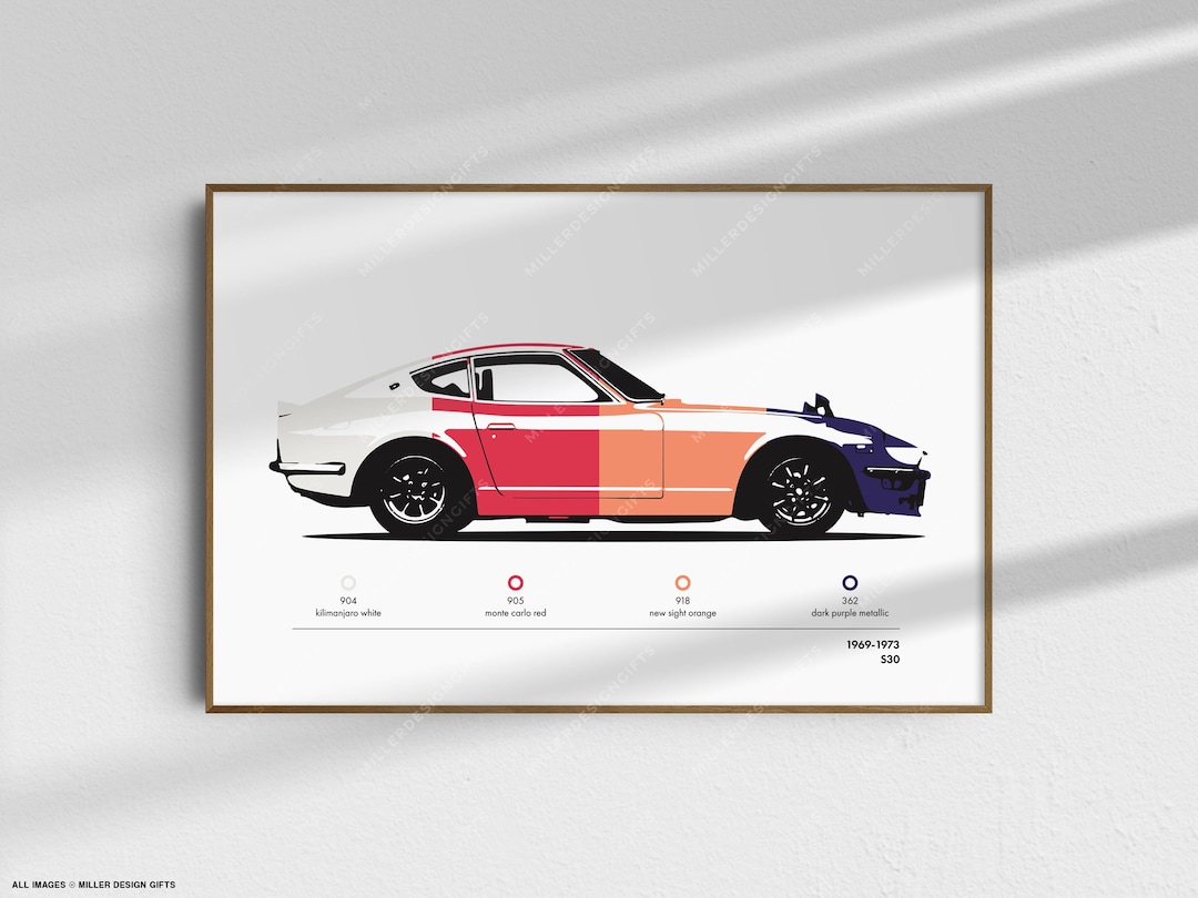 Nissan 240Z Color Codes Print - Fairlady Z - Original Art - Wall Poster ...