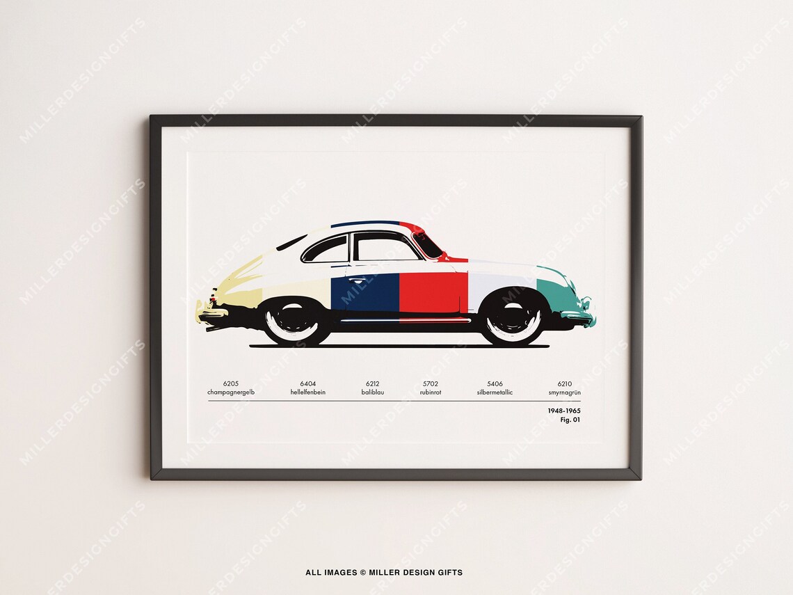 Porsche 356 Print Color Codes Original Art Wall Poster Decor - Etsy