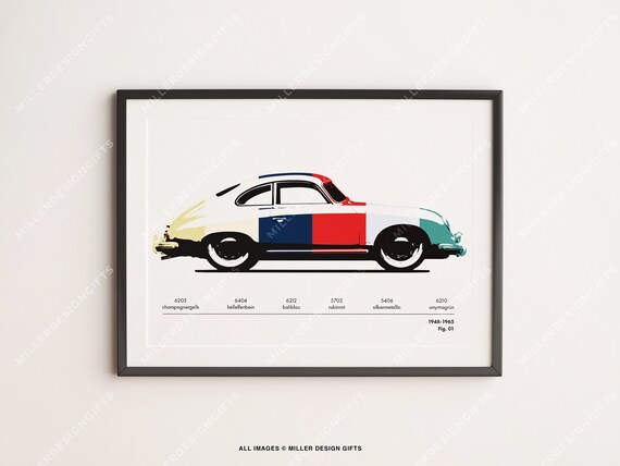Porsche 356 Print Color Codes Original Art Wall Poster Decor - Etsy
