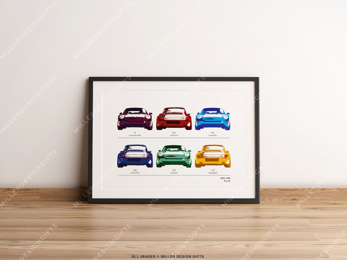 Porsche 911 993 Print Color Codes Original Art Wall Poster Decor ...