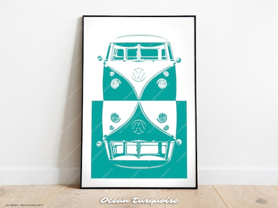 VW Bus Print Original Wall Art Poster Decor Midcentury - Etsy