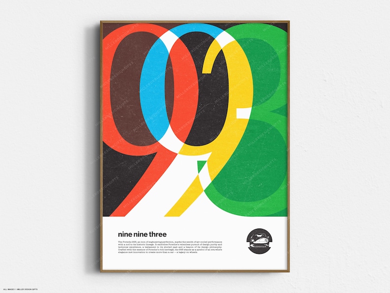 Porsche 993 Vintage Typography Print | Original Wall Art Poster | Mid ...