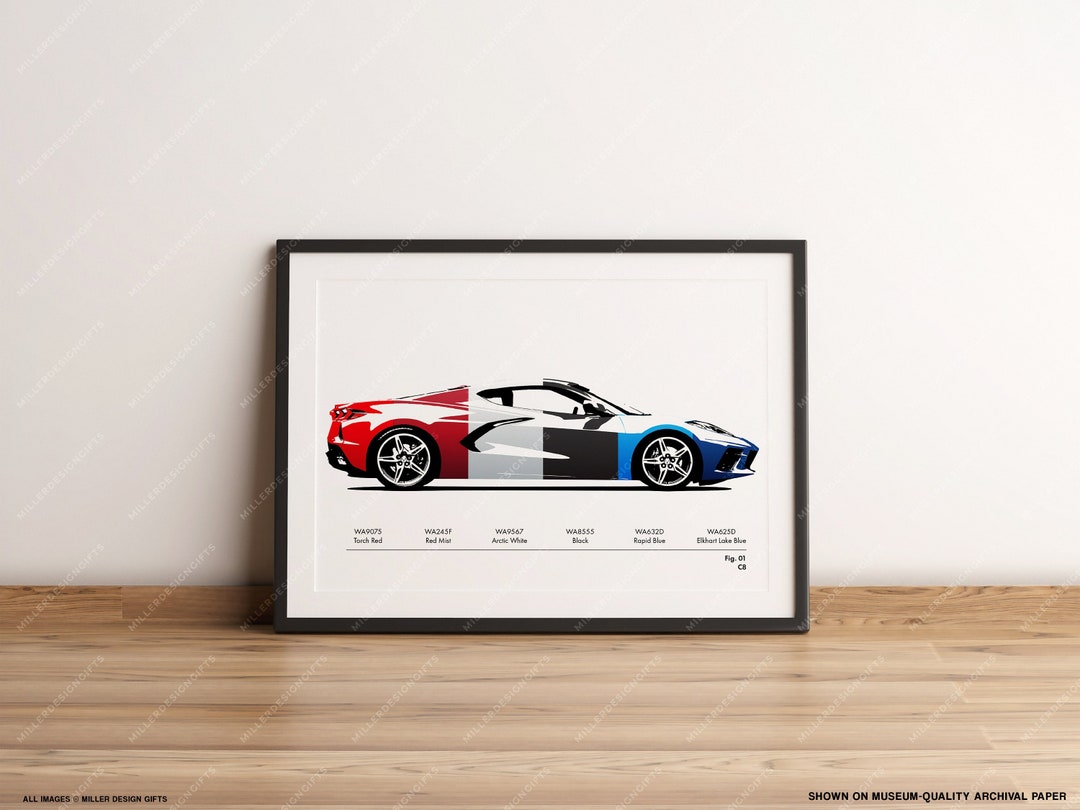 C8 Corvette Color Codes Print Original Wall Art Large Poster or Canvas ...