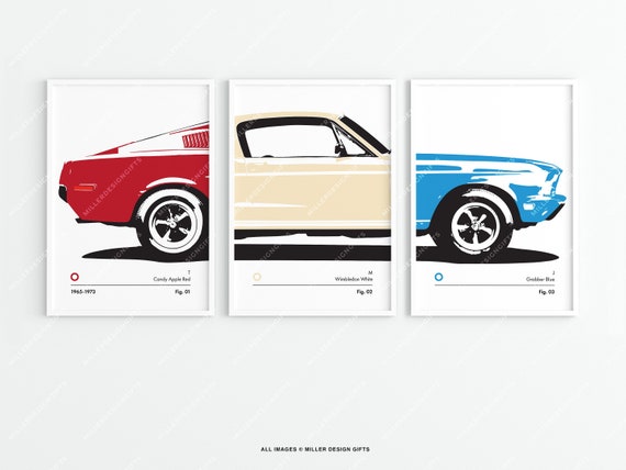 Ford Mustang Color Codes Set of 3 Prints Original Wall Art - Etsy