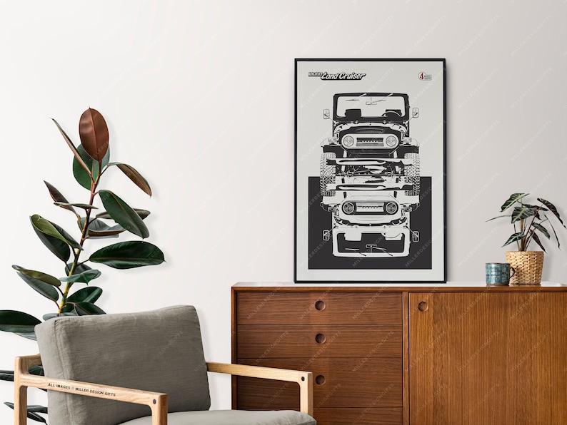 Toyota Land Cruiser Print - FJ40 - Original Wall Art Poster Decor ...