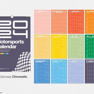 2024 Motorsports Racing Calendar Colorful Unique Minimal Wall Calendars ...