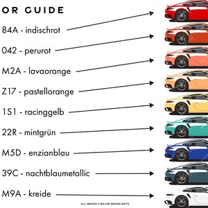 Porsche 911 992 Color Codes - Set of 3 Prints - Original Wall Art ...