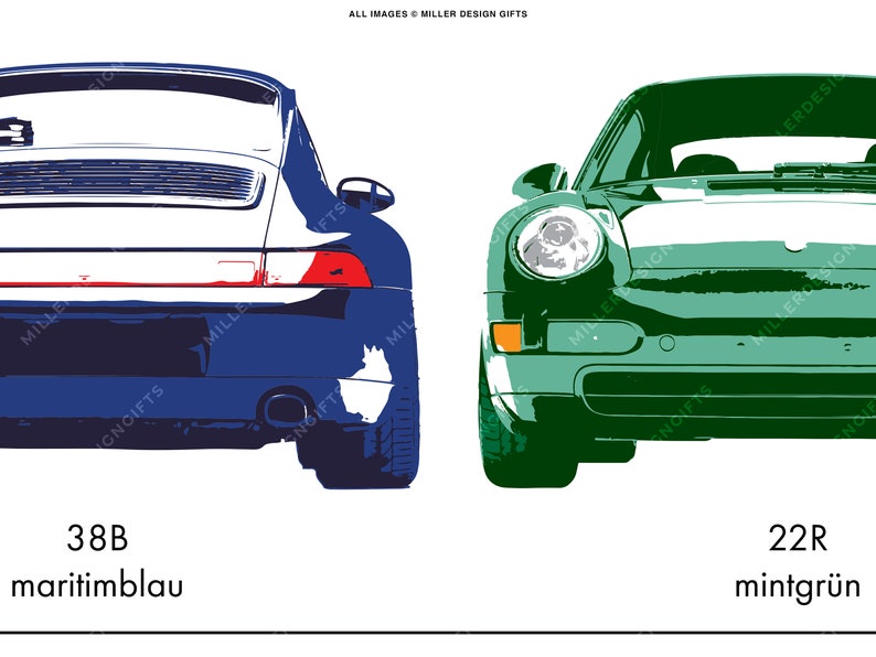 Porsche 911 993 Print Color Codes Original Art Wall Poster - Etsy