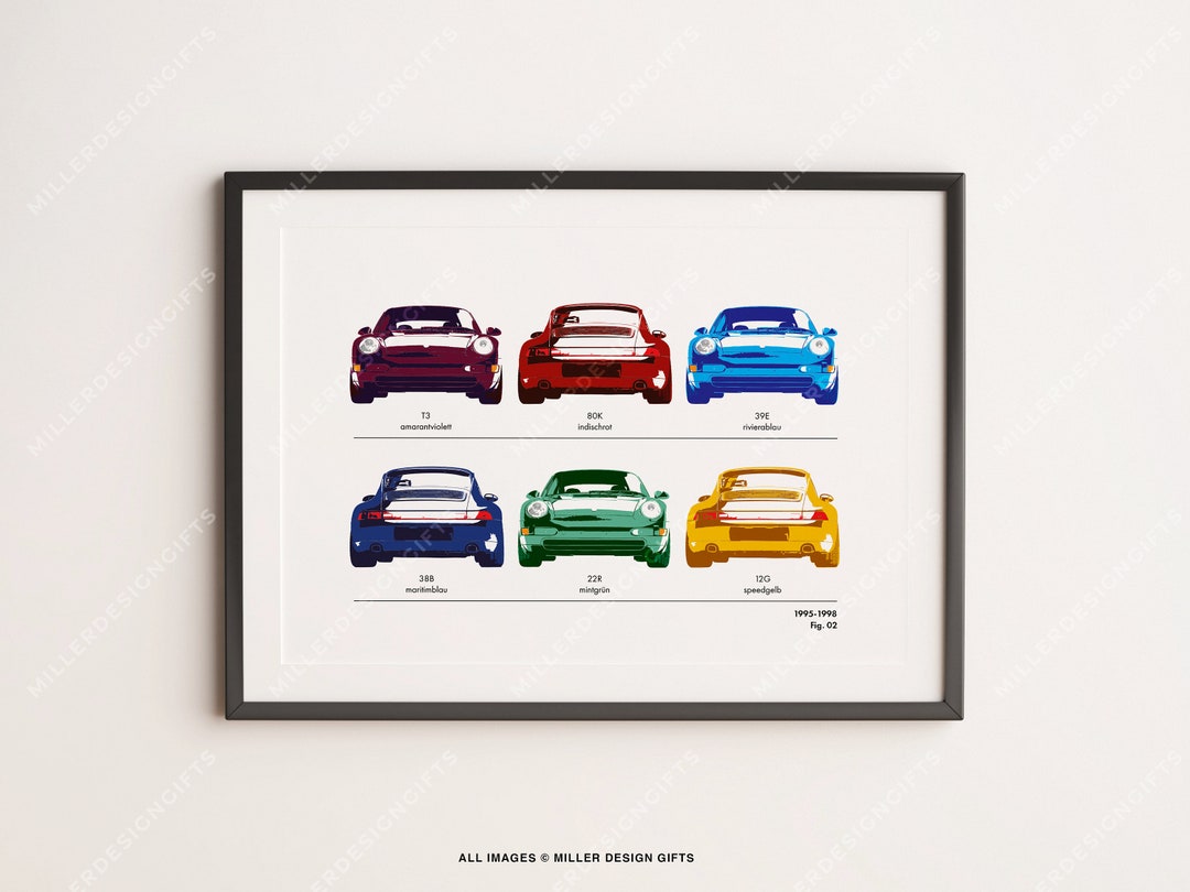 Porsche 911 993 Print Color Codes Original Art Wall Poster Decor ...
