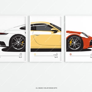 Porsche 911 992 Color Codes - Set of 3 Prints - Original Wall Art ...