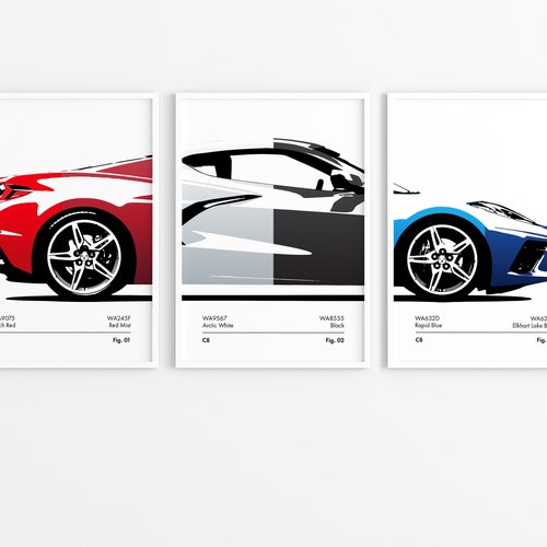 C8 Corvette Color Codes Set of 3 Large Prints Original Wall - Etsy