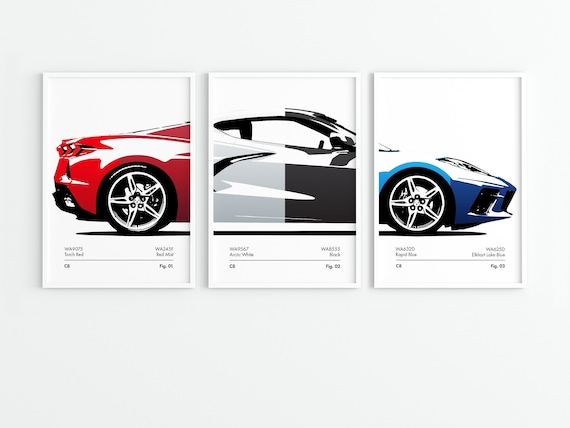 C8 Corvette Color Codes Set of 3 Large Prints Original Wall | Etsy