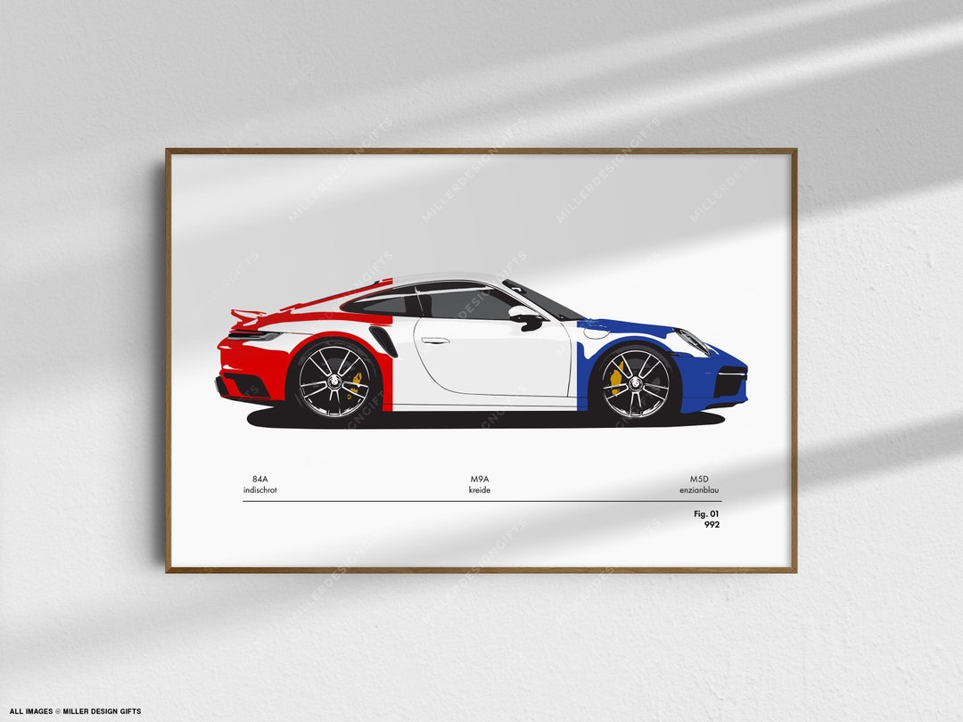 Porsche 911 992 Print Heritage Color Codes Original Art Wall Poster ...