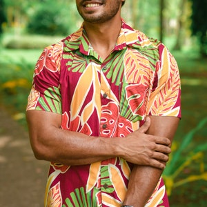 Monstera, Leafy Print Bula/aloha Shirt, Coconut Buttons. Made in Fiji ...