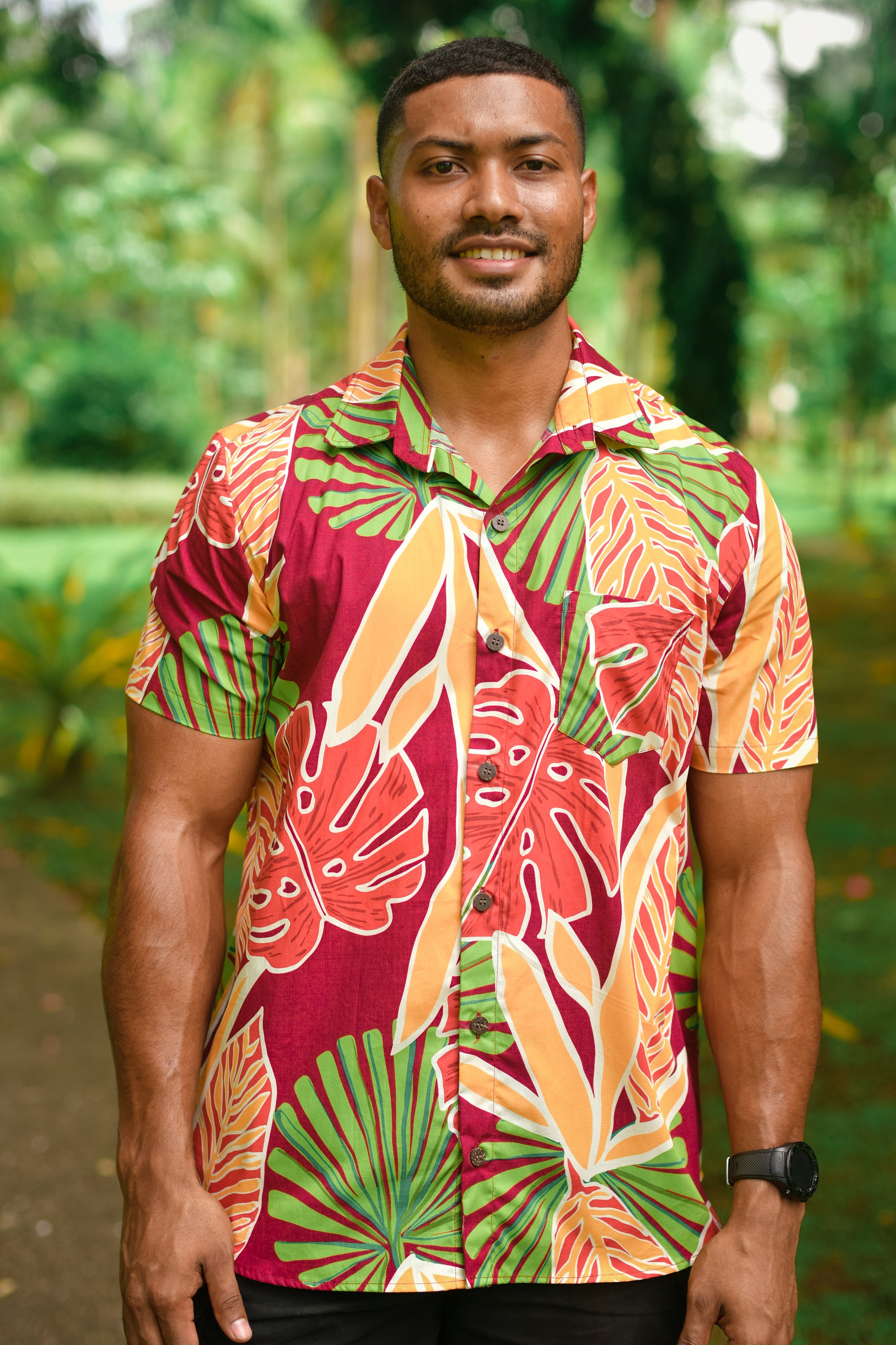 Monstera, Leafy Print Bula/aloha Shirt, Coconut Buttons. Made in Fiji ...