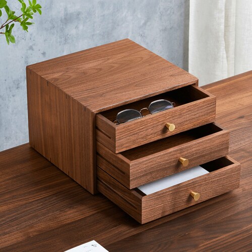 Wooden Desk Organizer With Drawer Desktop Storage Box With - Etsy