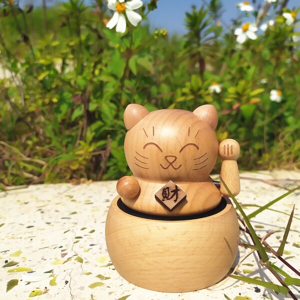 Wood Cat Music Box - Etsy