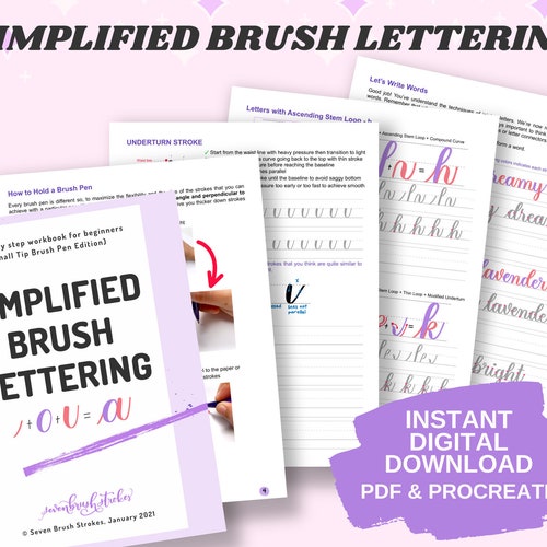 Modern Calligraphy Brush Lettering Workbook Practice Sheets - Etsy