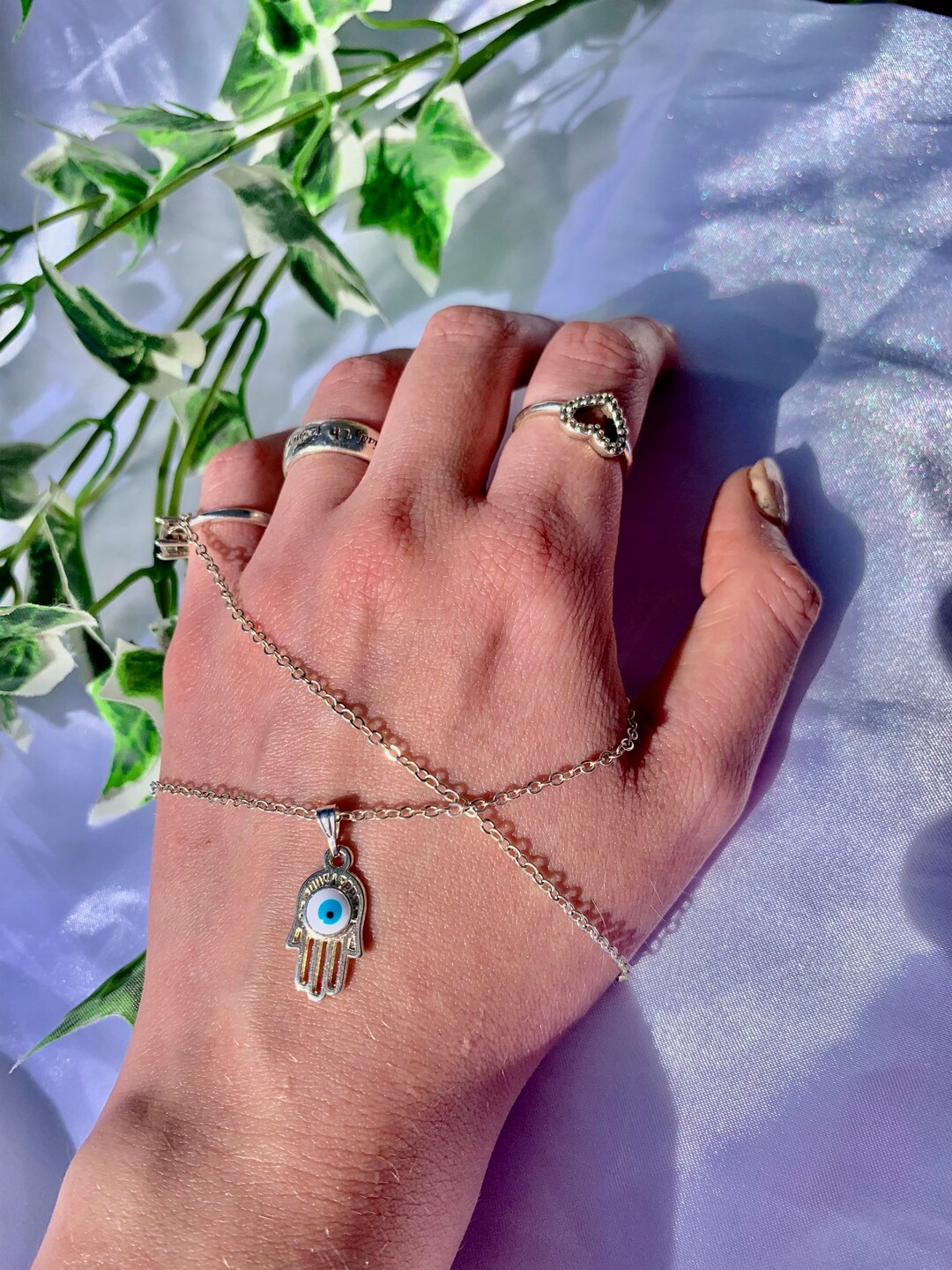 Gold Silver Hamsa Hand Evil Eye Protection Necklace - Etsy España