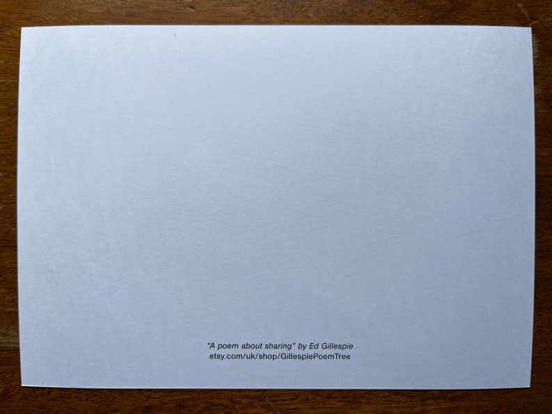 A Poem About Sharing - Illustrated Art Postcard - Etsy