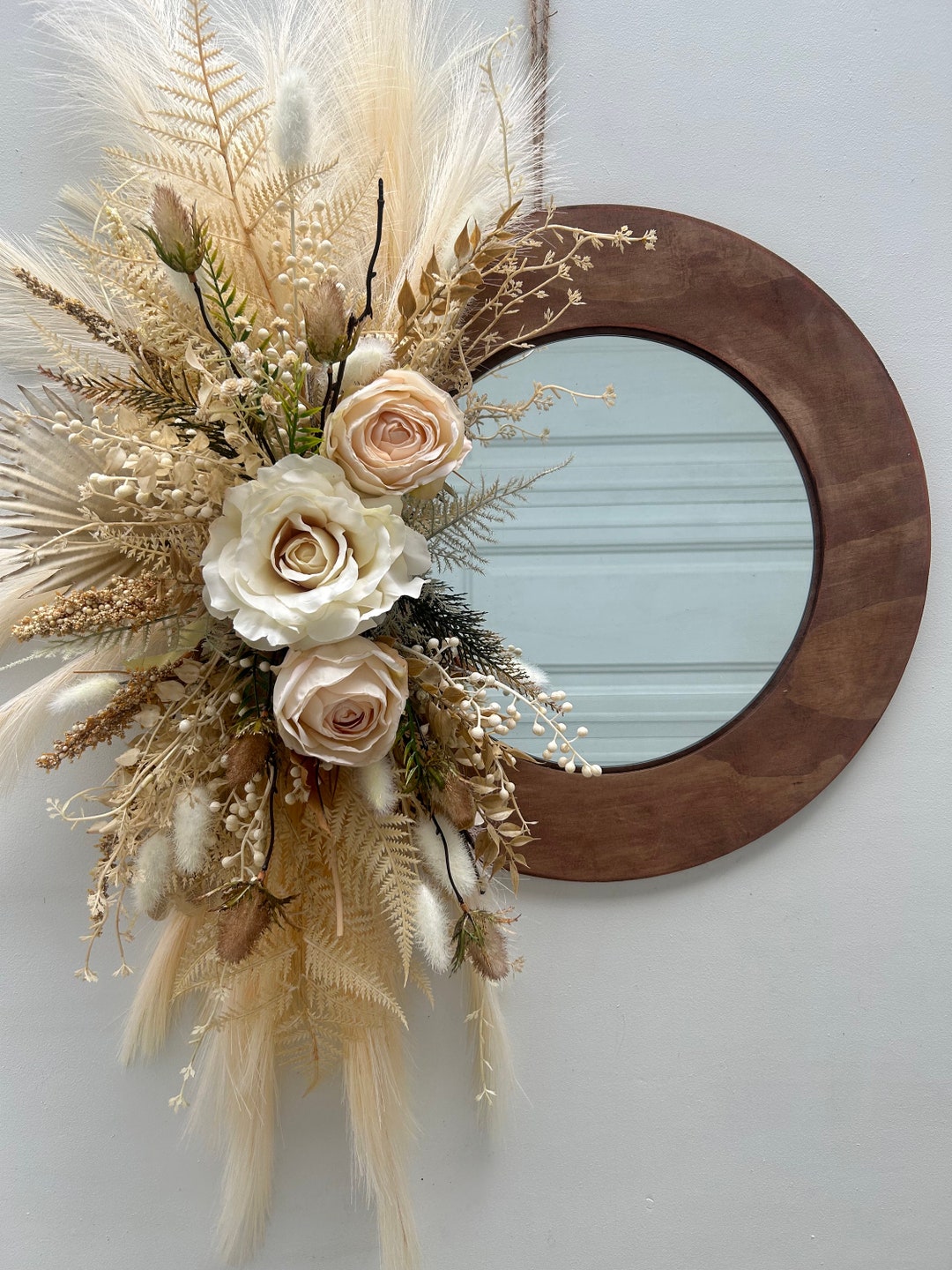 Pampas Mirror • Pampas Home Decor • Pampas Decor • Wall With Pampas ...