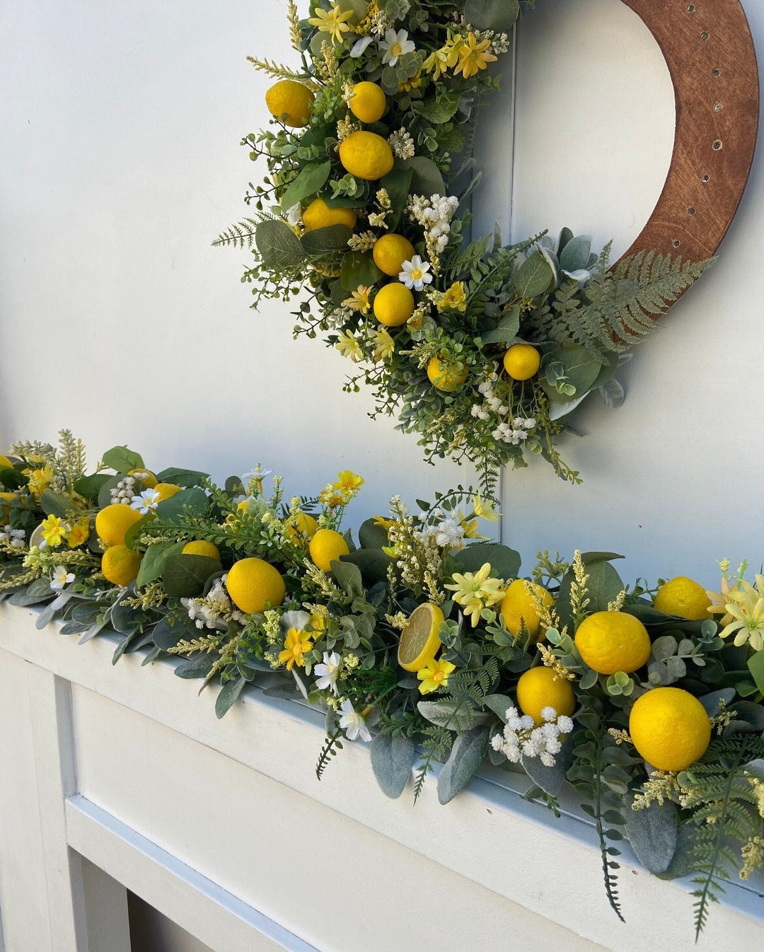 Lemon Garland • Summer Decor for Fireplaces • Lemons • Housewarming Garland • Staircase Decor ...
